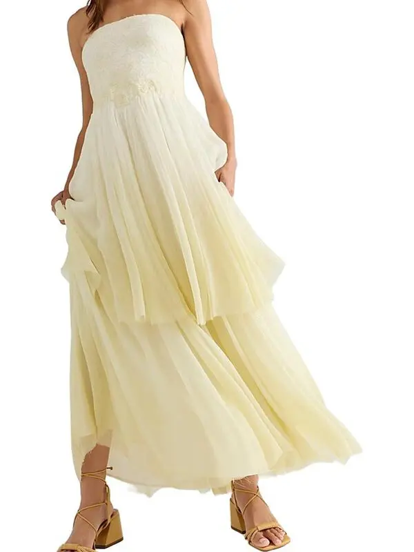 Free People Nigel Preston Romance Strapless Maxi Dress At - Ivory