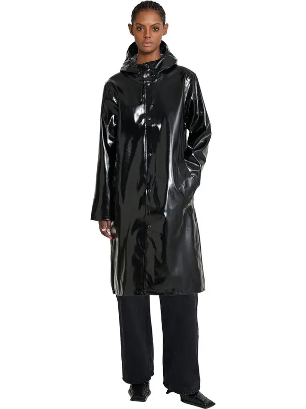 Stutterheim Stockholm Long Opal Raincoat - Black