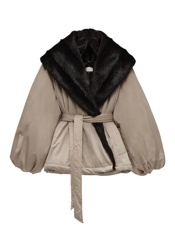 Magda Butrym Plush-trimmed Nylon Puff Jacket - Tan