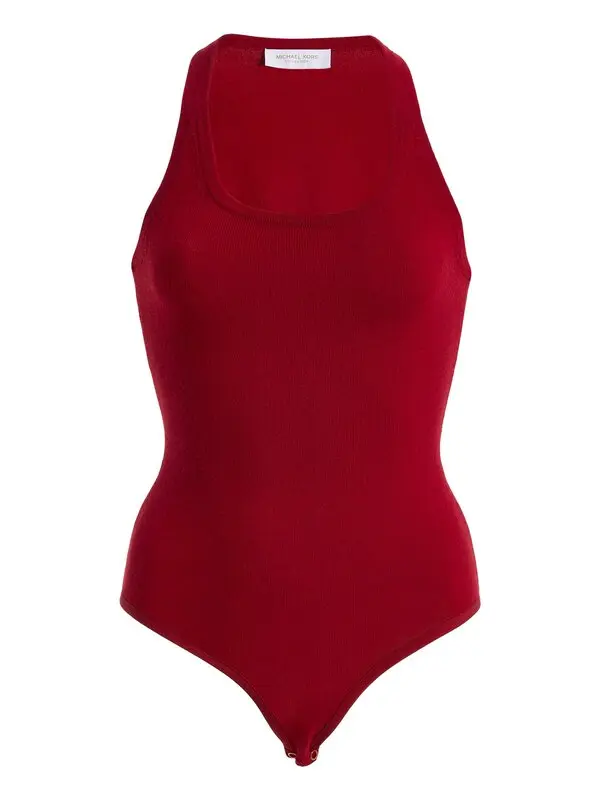 Michael Kors Scoop-neck Cashmere-blend Bodysuit - Red