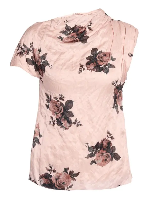 Erdem Cotton-blend Crushed Satin Draped Top - Pink