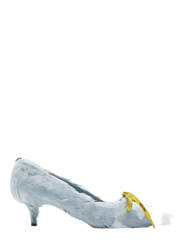 Prada Feathered Satin Pumps - Blue