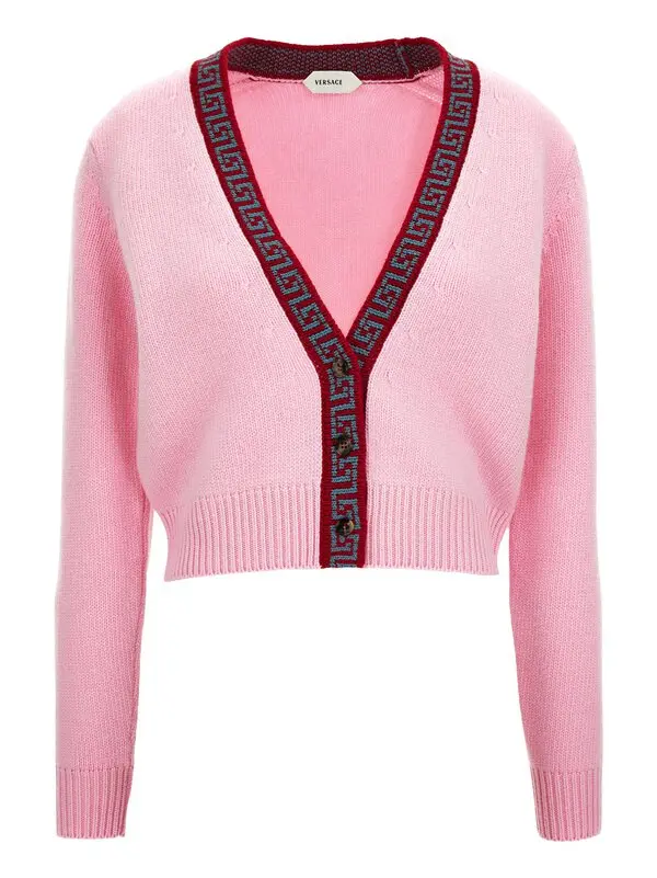 Versace Greca Knit Cardigan - Pink