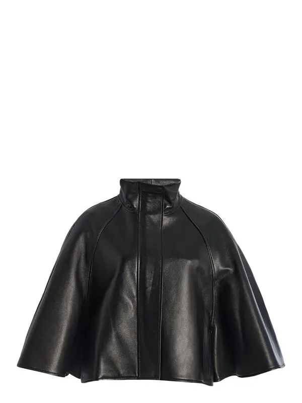 Simkhai Orvik Leather Cape Jacket - Black