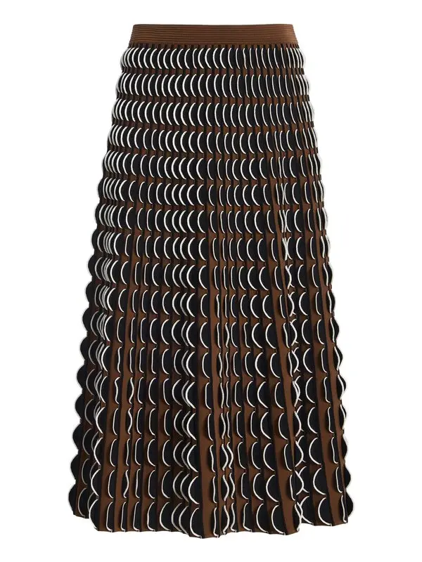 Simkhai Ike Scalloped Compact Knit Midi Skirt - Multi