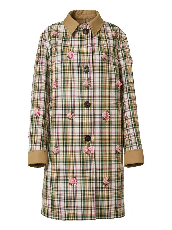 Carolina Herrera Embroidered Check Plaid Tailoring Coat - Multi