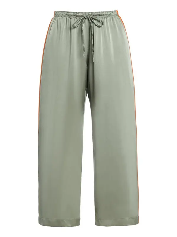 Donni. Striped Silk Wide-leg Cropped Pants - Green