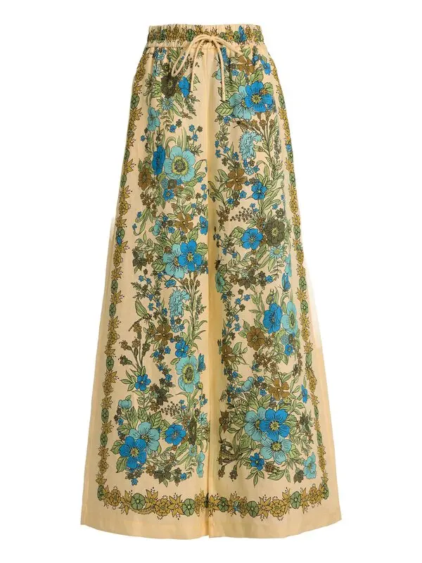 ALEMAIS Sophia Printed Linen Wide-leg Pants - Multi