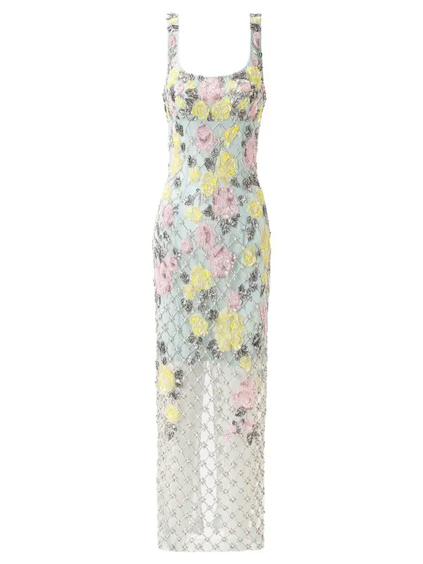 LA FUORI Celeste Jardin Embroidered Midi Dress - Multi