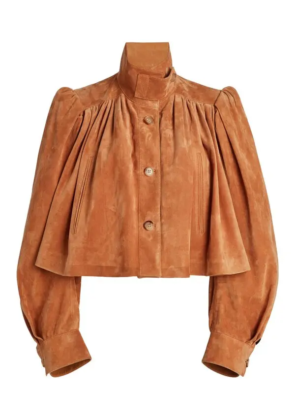Chloé Cropped Suede Jacket - Brown
