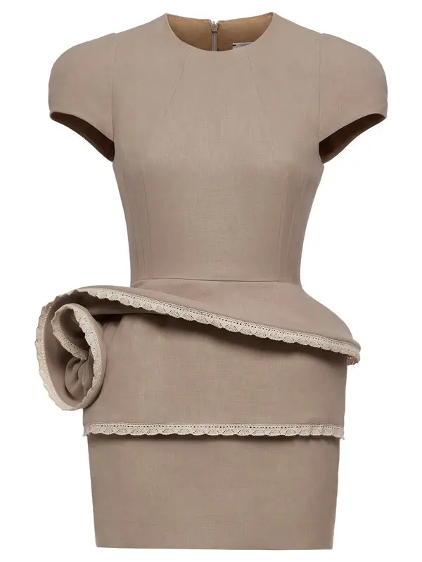 Magda Butrym Folded Detail Linen Mini Dress - Taupe