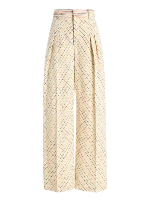 Rosie Assoulin Wide Leg Pleated Silk Pants - Multi