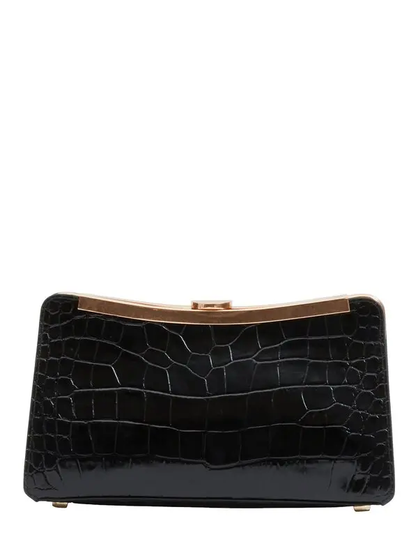 Simkhai Solange Croc-effect Leather Clutch - Black
