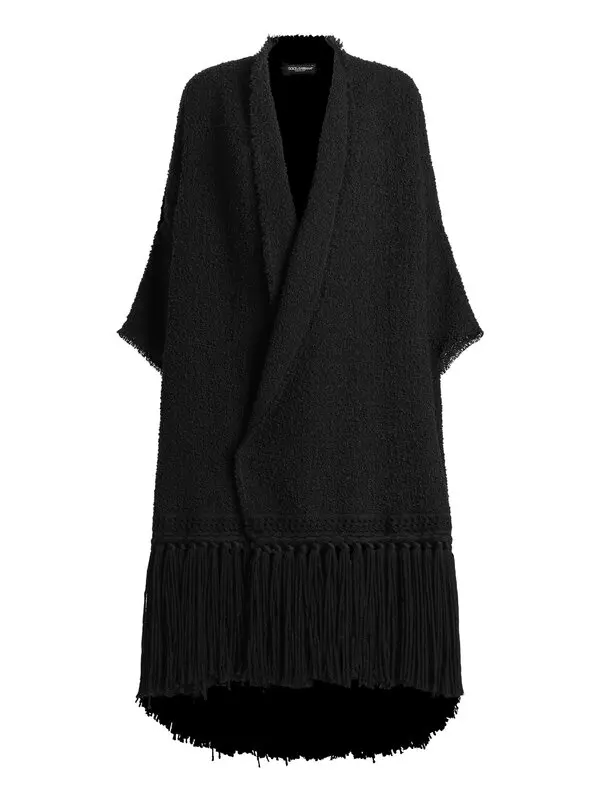 Dolce & Gabbana Bouclé Cape Coat Collection - Black