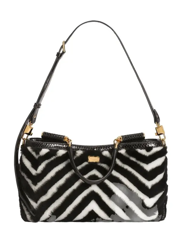 Dolce & Gabbana Medium Vittoria Shoulder And Crossbody Bag In Fur Collection Black - Multicolor