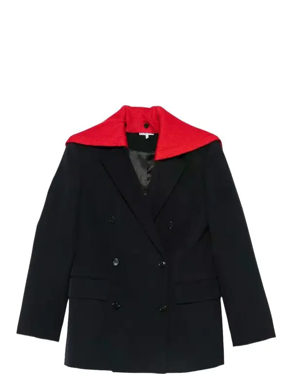 Loewe Double-breasted Knitted-collar Blazer - Black