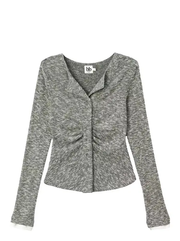 B+AB Ruched Marl-knit Cardigan - Grey