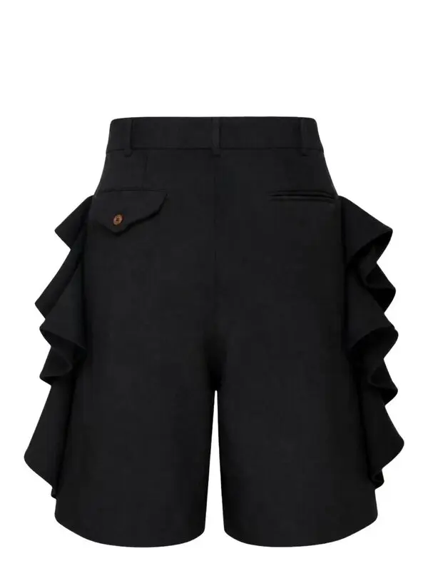 Comme Des Garçons Ruffled Gabardine Shorts - Black