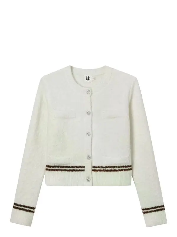 B+AB Stripe-trim Button-up Cardigan - Neutrals