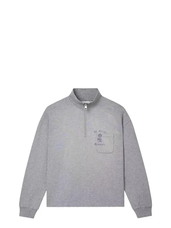 PURPLE BRAND St. Violet Half-zip Chest-pocket Sweatshirt - Grey