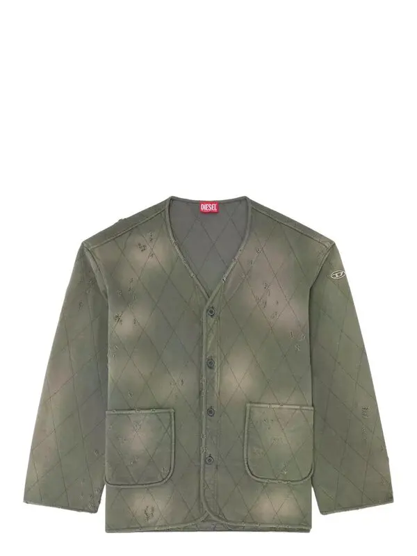 DIESEL® Distressed Quilted Liner Jacket - Green