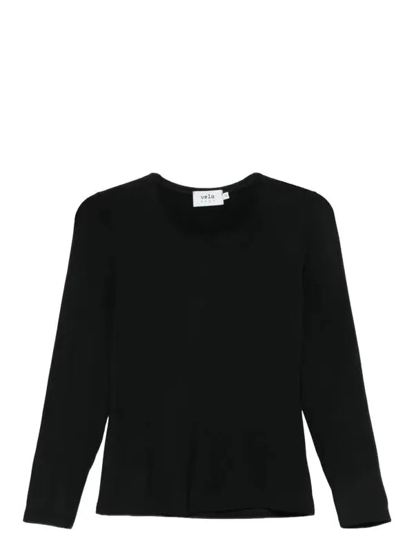 VELA SHOP Long-sleeve Crew-neck T-shirt - Black