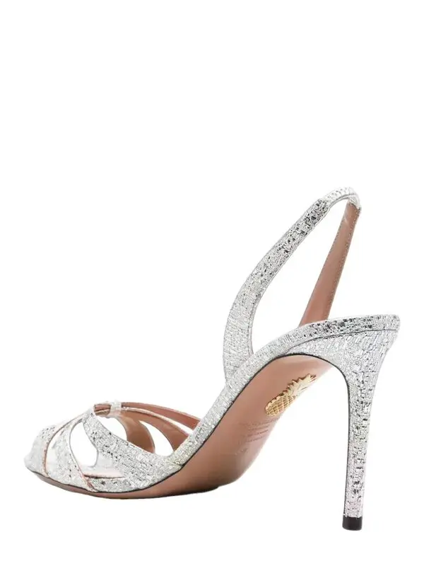 AQUAZZURA Metallic-effect Slingback Sandals - Silver