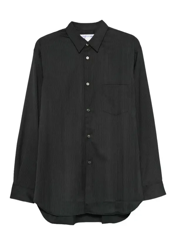 Comme Des Garçons Pinstriped Patch-pocket Shirt - Black