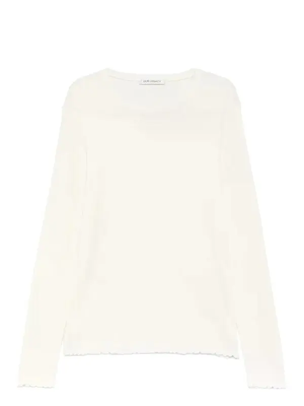 Our Legacy Ripple-rib Elongated Long-sleeve T-shirt - Neutrals