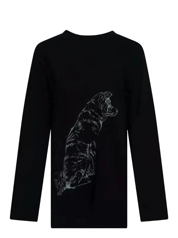 Yohji Yamamoto Dog-print Long-sleeve T-shirt - Black