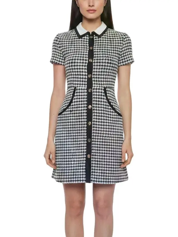 Maje Houndstooth-pattern Mini Dress - White