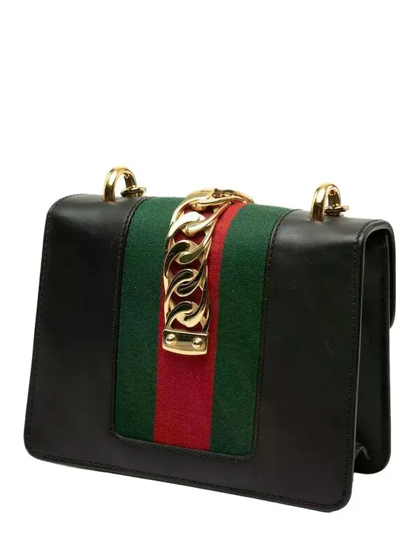 Gucci 2000-2015 Mini Calfskin Web Sylvie Chain Satchel - Black