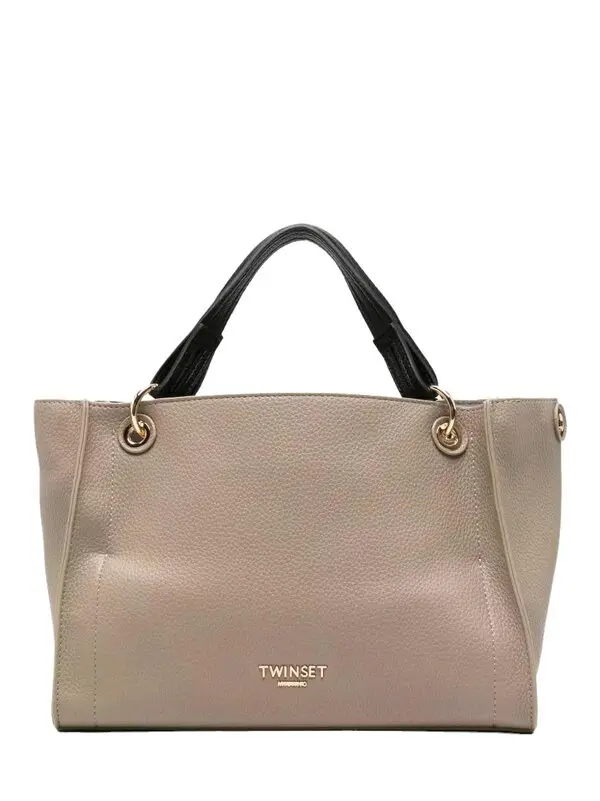 TWINSET Grained-effect Logo-plaque Tote Bag - Neutrals