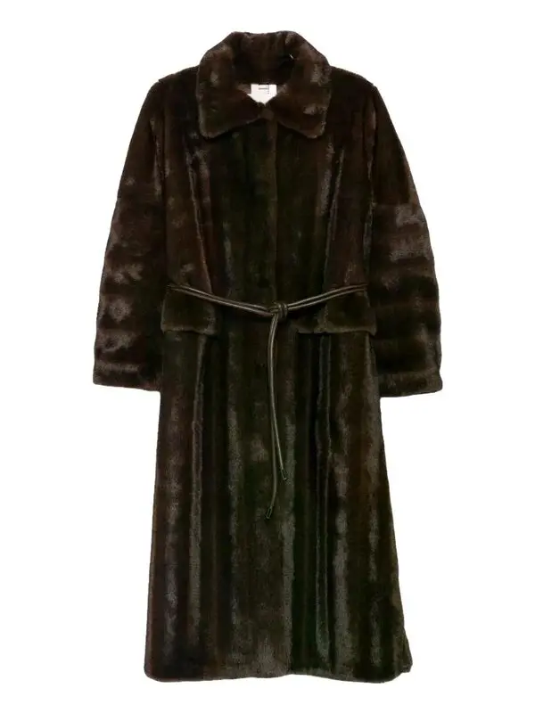 VALENTINI 1972 Faux-fur Belted Coat - Brown