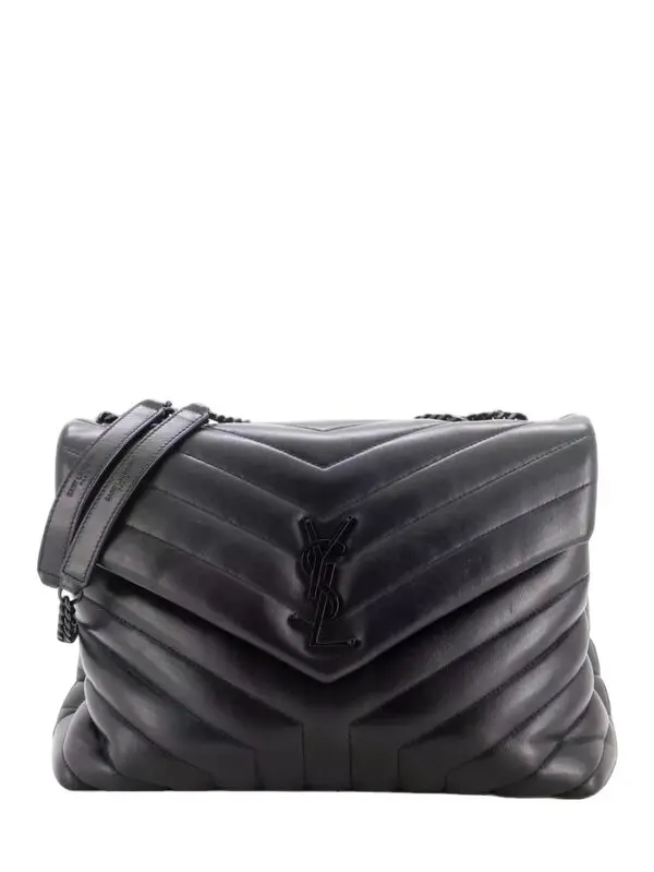 Saint Laurent Loulou Matelasse Chevron Leather Medium Shoulder Bag - Black