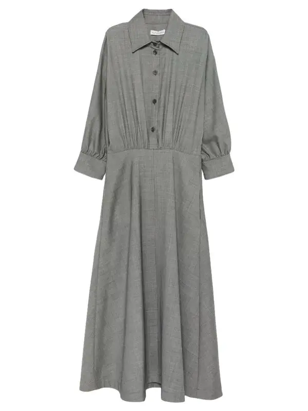 Altuzarra Eleanor Pleated Midi Shirt Dress - Grey