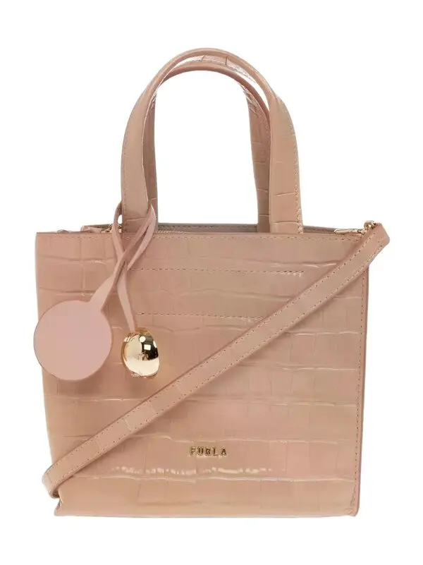 Furla Divide Croc-effect Leather Mini Bag - Neutrals