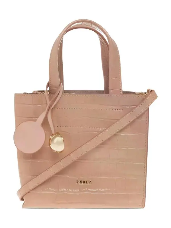 Furla Divide Croc-effect Leather Mini Bag - Neutrals