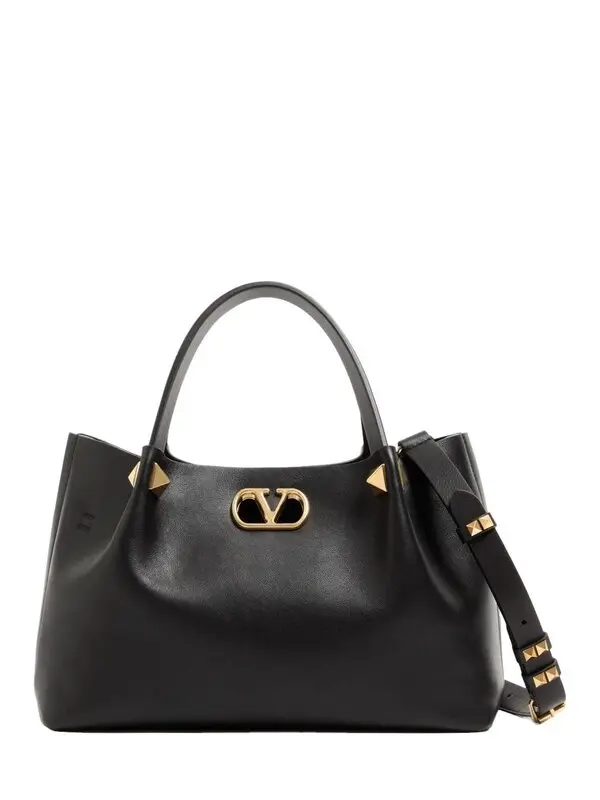 Valentino Garavani Vlogo Signature Small Leather Tote - Black