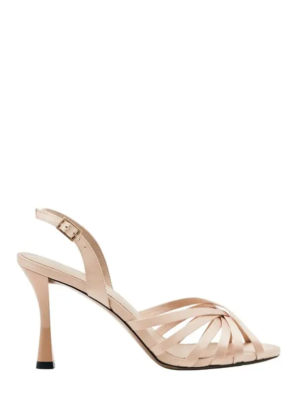 REISS Satin Cross-strap Heeled Sandals - Neutral
