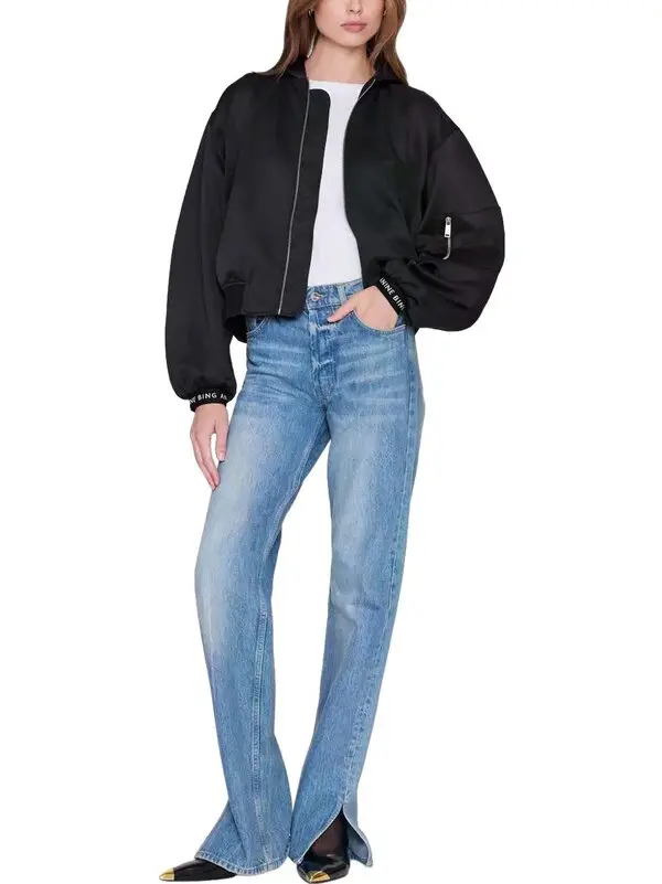 ANINE BING Sarita Hooded Bomber Jacket - Black