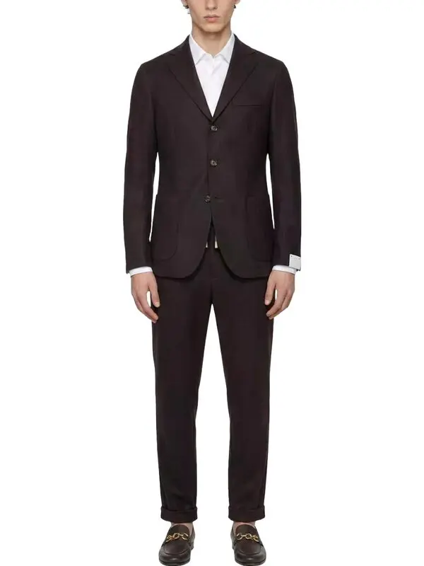 Eleventy Single-breasted Notched-lapels Blazer - Brown