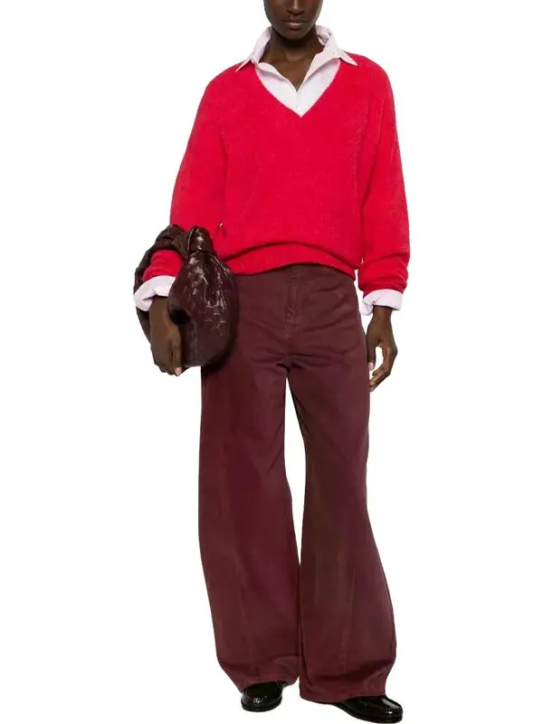 Max Mara Visita V-neck Ribbed-trim Sweater - Red