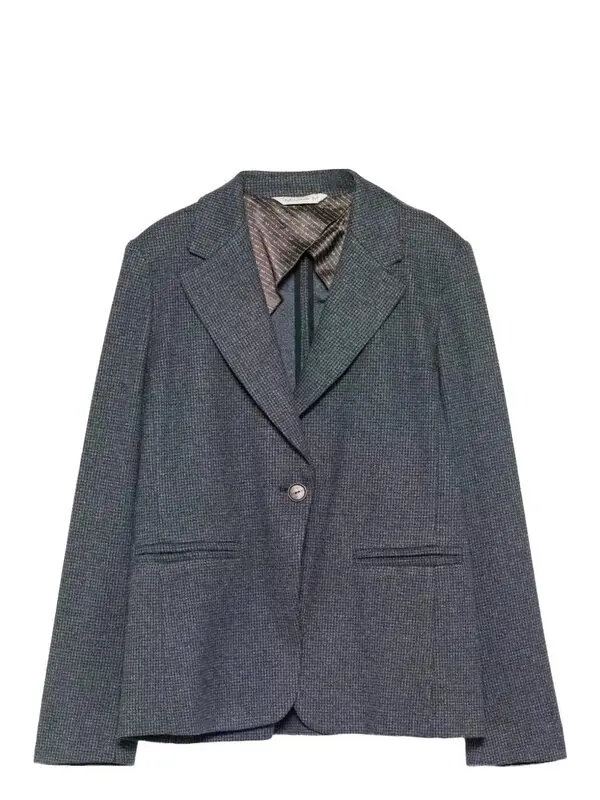 Max Mara Houndstooth-pattern Single-breasted Blazer - Blue