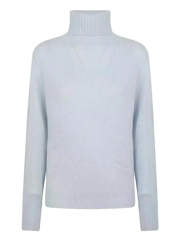 ALLUDE Roll-neck Knitted Sweater - Blue