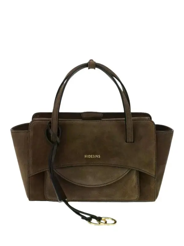 HIDESINS Small Flap Logo-stamp Suede Tote Bag - Brown