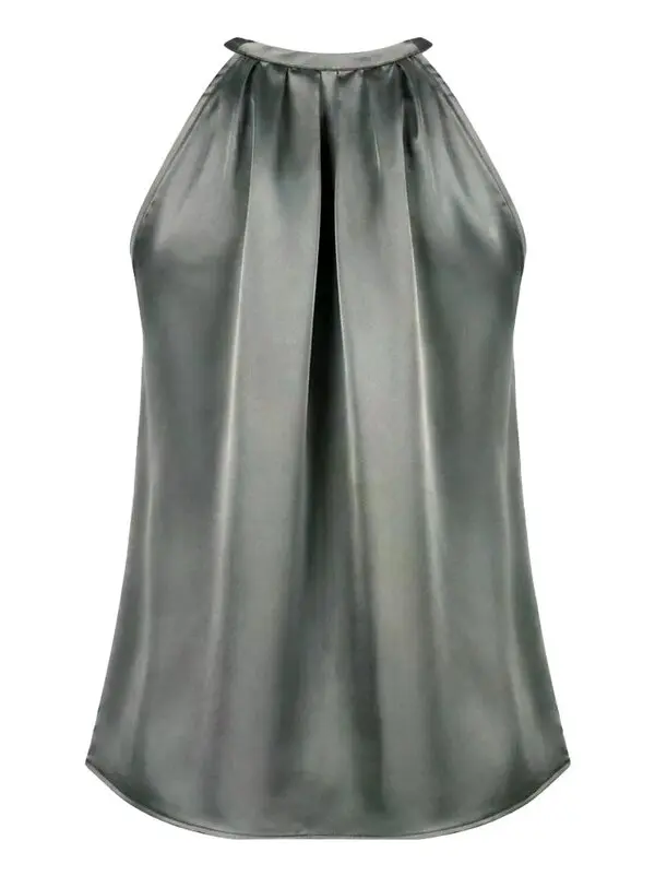 Marella Pleated Satin-finish Top - Grey