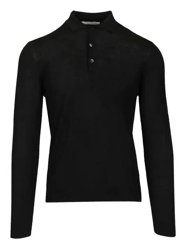 Al Duca D'aosta Long-sleeve Knitted Polo Shirt - Black