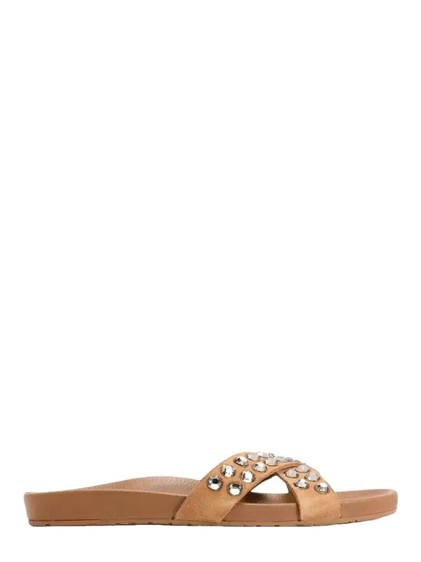 PEDRO GARCIA Analis Crystal-embellished Crossover-strap Flat Sandals - Brown