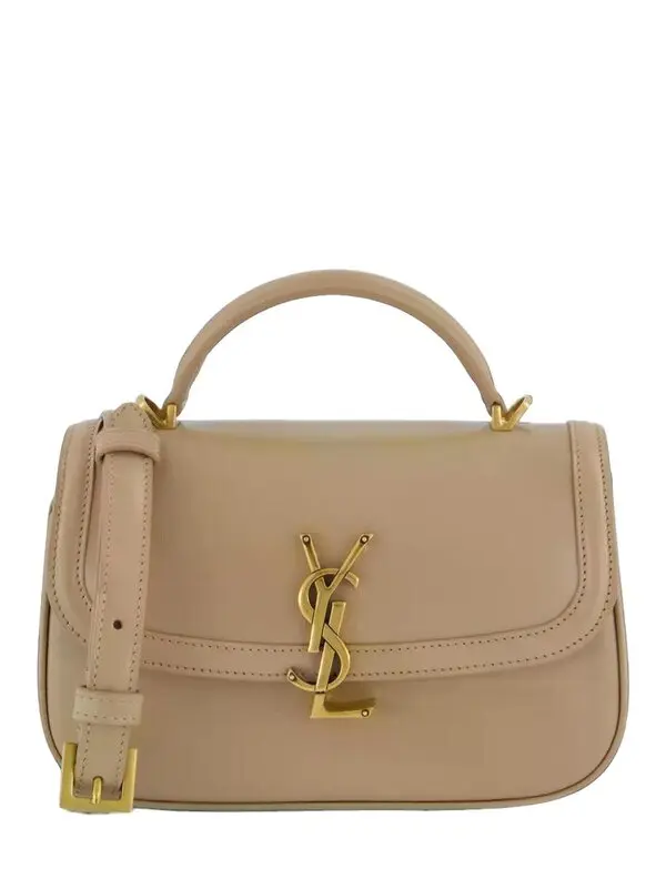 Saint Laurent Plaque Crossbody Bag - Neutrals